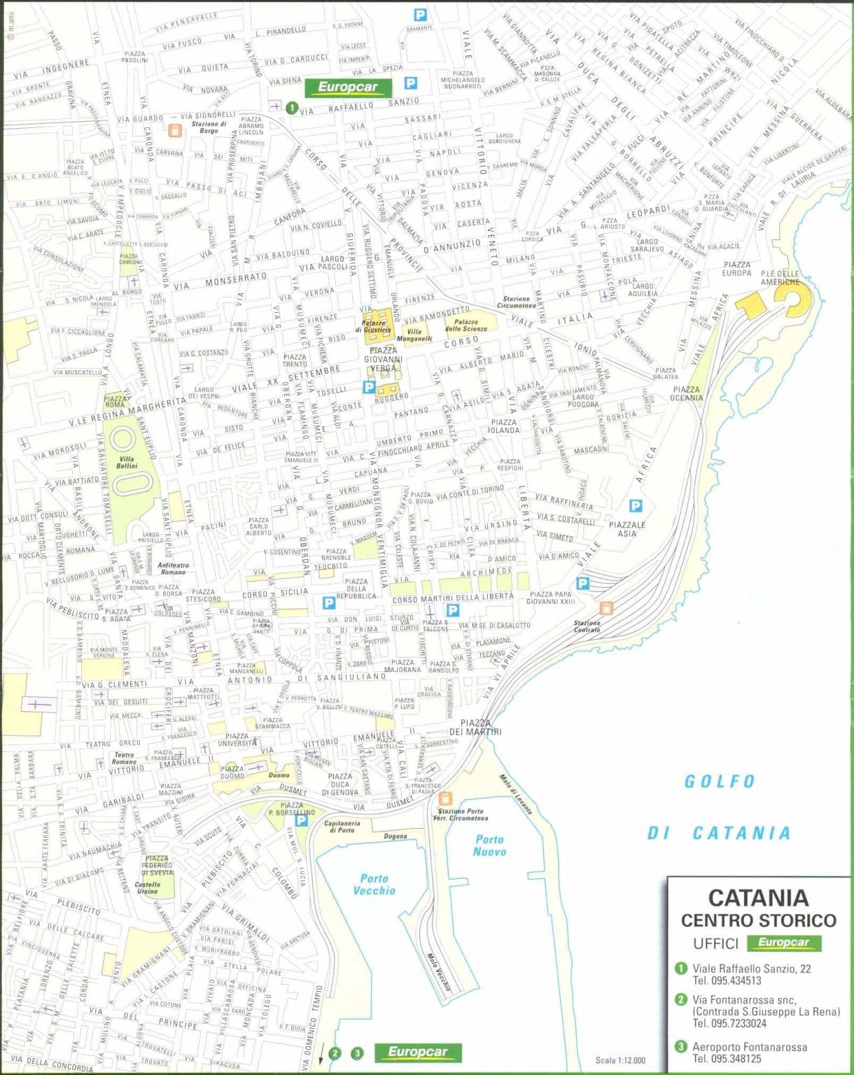 Mappe e percorsi dettagliati di Catania