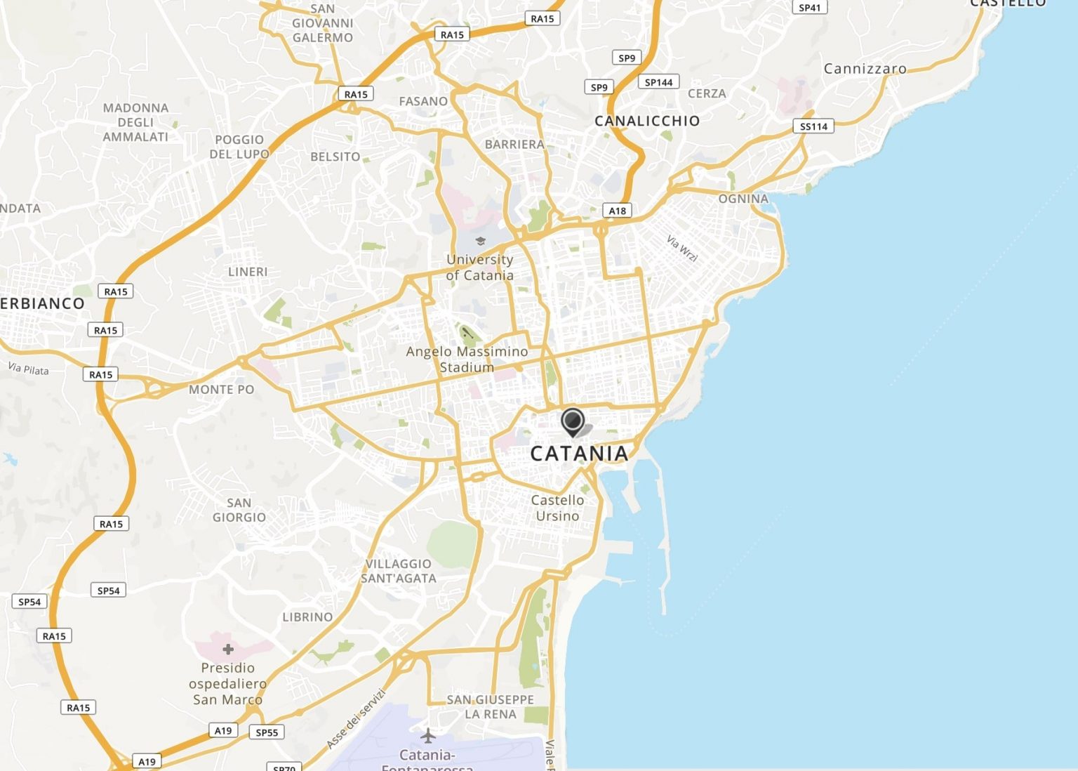 Mappe e percorsi dettagliati di Catania